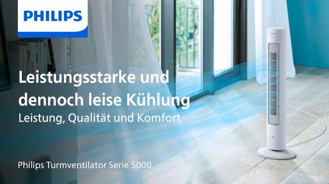 Philips Turmventilator 5000 Series CX5535/00, 3 Stufen, Höhe 105cm ...