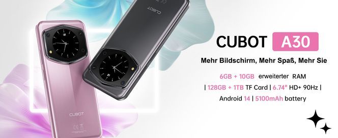 Cubot A30 6GB RAM + 128GB ROM, Android 14 Smartphone (17,14 cm/6.74 ...