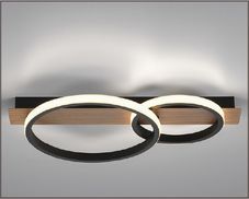 SellTec LED Deckenleuchte LED Deckenleuchte Ring Holzdekor, An/Aus ...