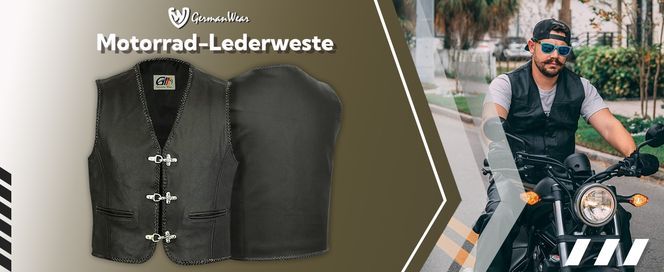 German Wear Motorradweste GW687 Black Motorrad Lederweste Biker ...