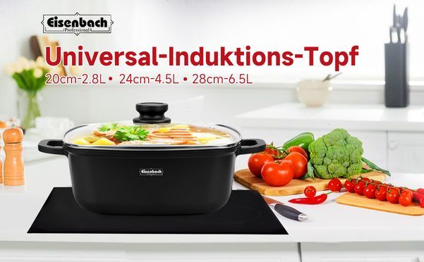 Eisenbach Topf-Set Induktion 6tlg, 2,8+4,5+6,5L Kochtopf Set mit ...