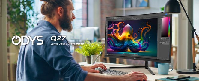 Odys Q27 Curved Monitor WQHD LED-Monitor (69 cm/27 ", 165 Hz), LED PC Monitor, Bildschirm LED