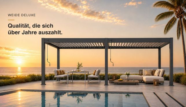 Weide Pergola Deluxe Voll-Alu Pergola 3 x 6 M anthrazit Lamellendach ...