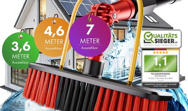BoomDing Reinigungsbürste Teleskopstange mit Wasseranschluss 3,6, 4,6 ...