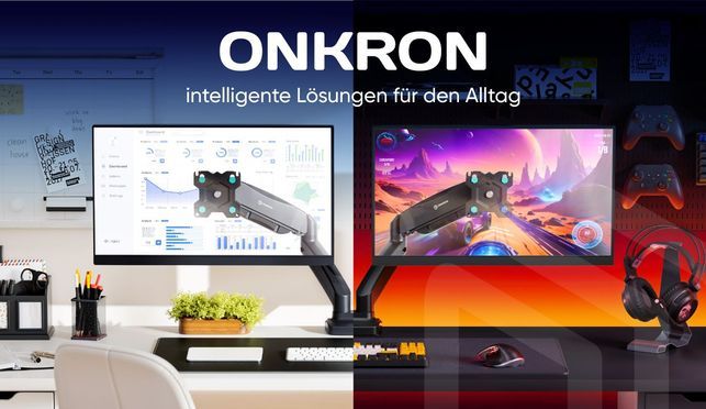 ONKRON Monitor-Halterung 13-32 Zoll, bis 8 kg pro Arm, VESA 75x75 ...