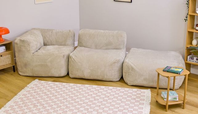 icon Sofa Modulares Ecksofa aus Kunstfell Flauschig „Zen“, Schaumstoff ...