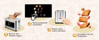 Aigostar Toaster 2/4 Scheiben, 6 Bräunungsstufen, LED-Touchscreen ...