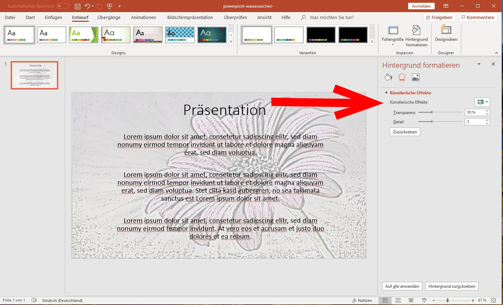 PowerPoint: Wasserzeichen einfügen und bearbeiten | UPDATED