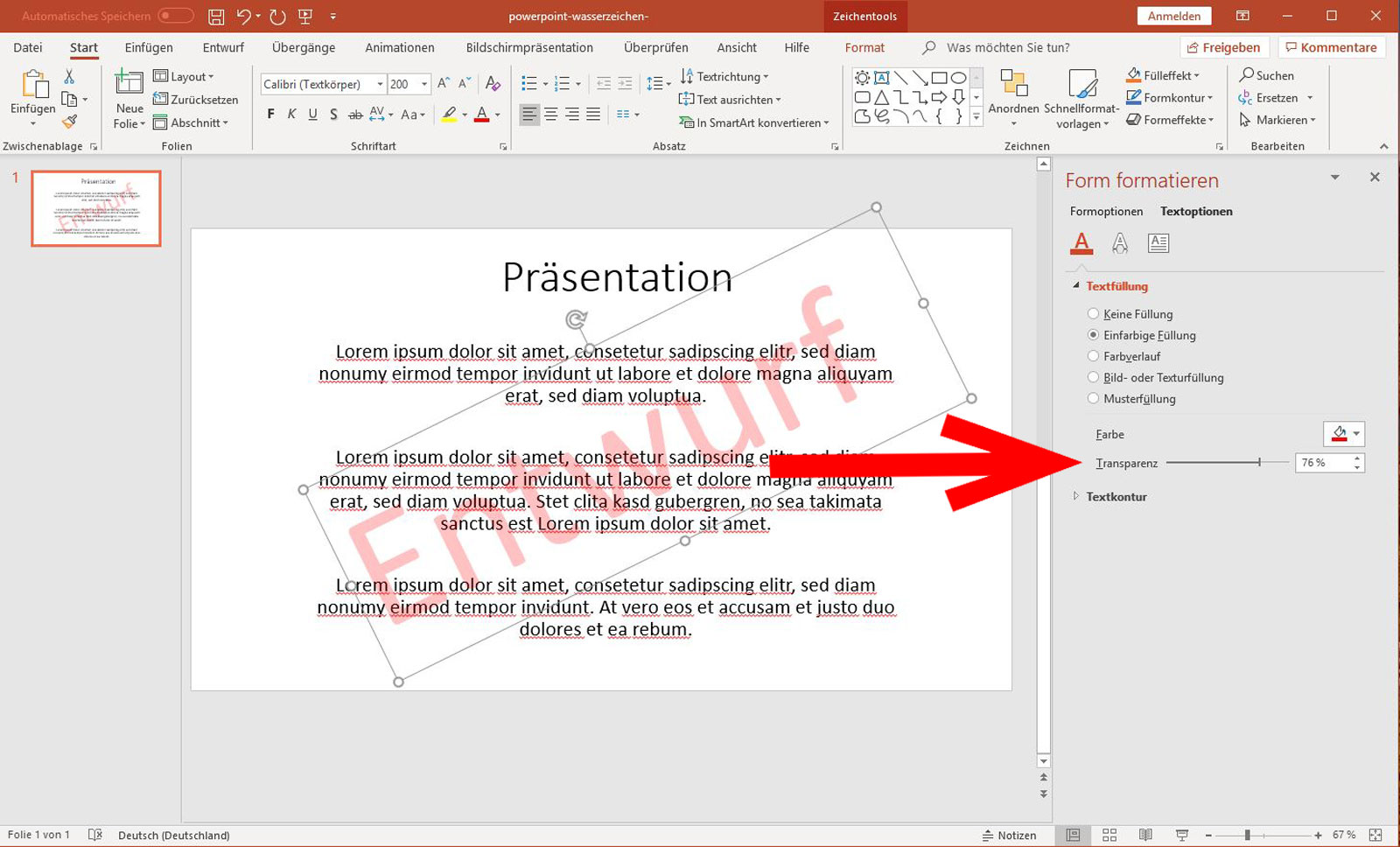 PowerPoint: Wasserzeichen einfügen und bearbeiten | UPDATED